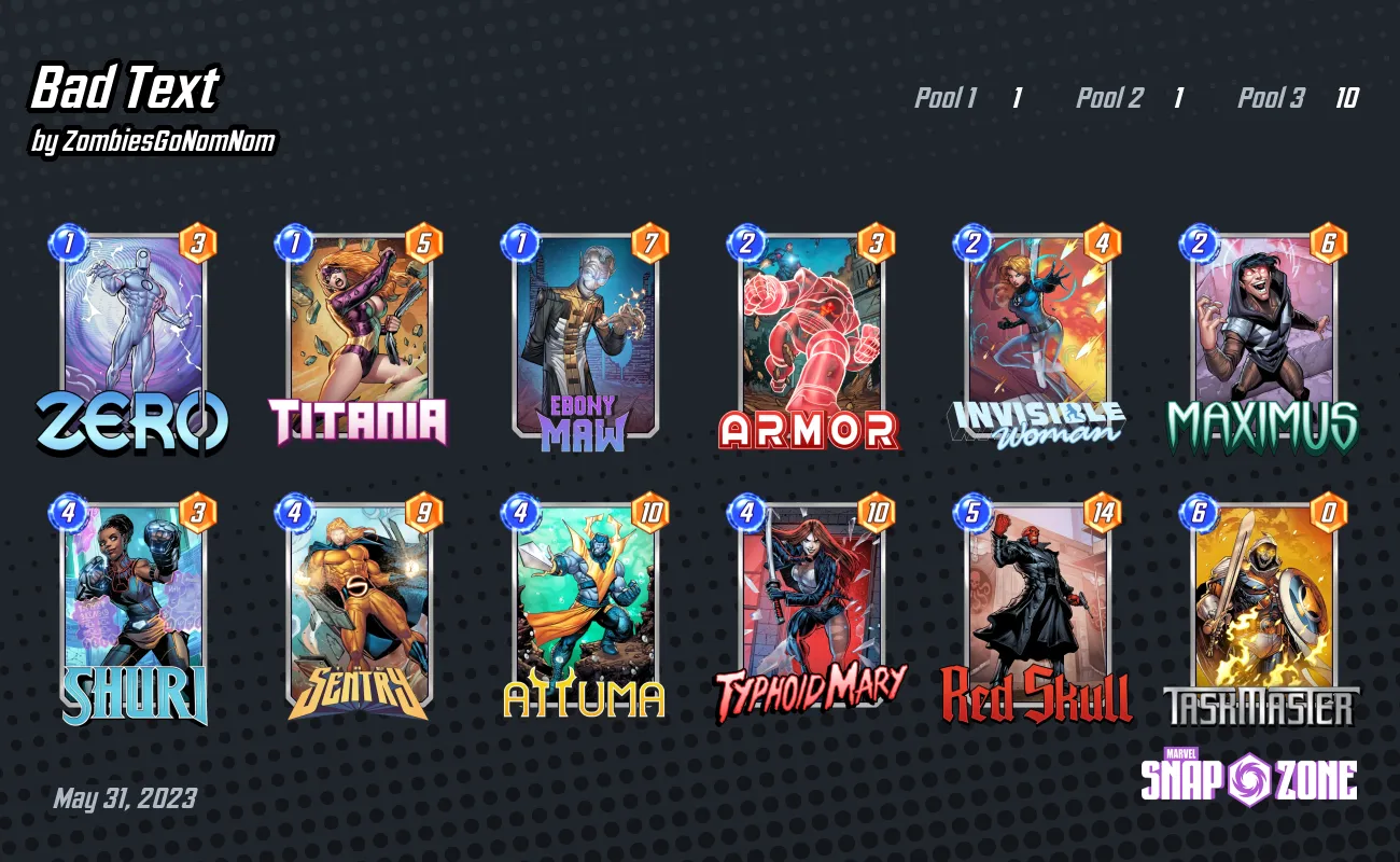 Bad Text - Decks - Marvel Snap Zone