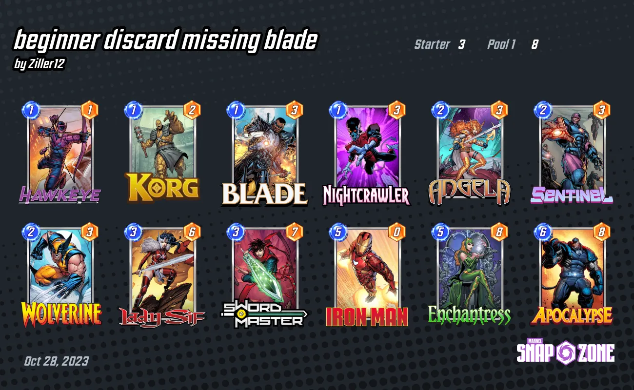 beginner discard missing blade - Decks - Marvel Snap Zone