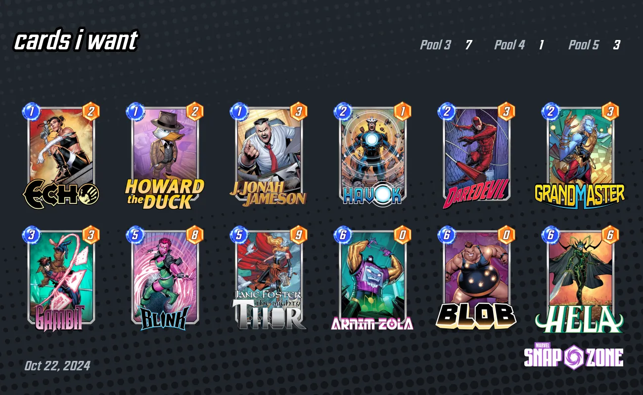 cards i want - Decks - Marvel Snap Zone