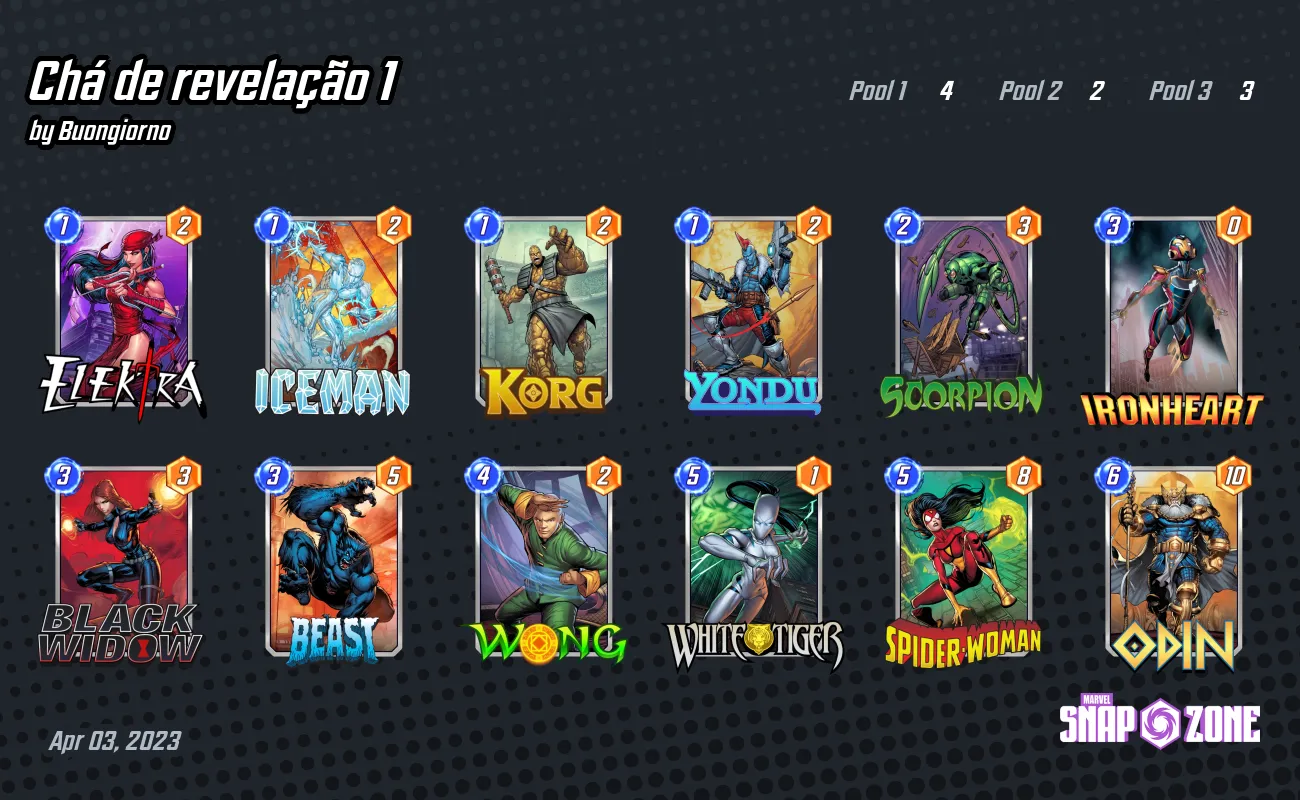 Chá de revelação 1 - Decks - Marvel Snap Zone