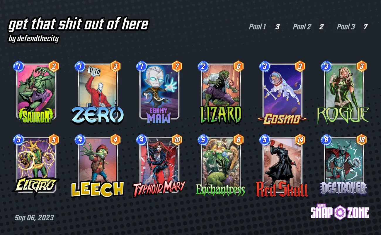 get that shit out of here - Decks - Marvel Snap Zone