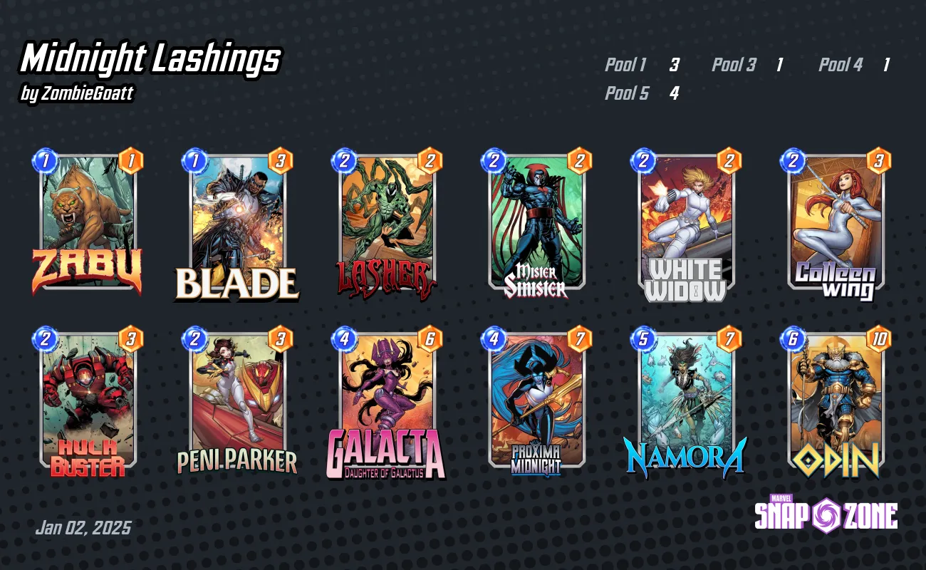 Midnight Lashings - Decks - Marvel Snap Zone