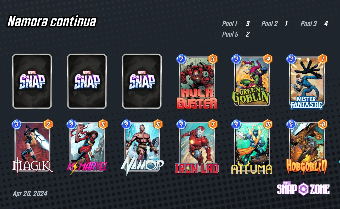 Namora continua - Decks - Marvel Snap Zone