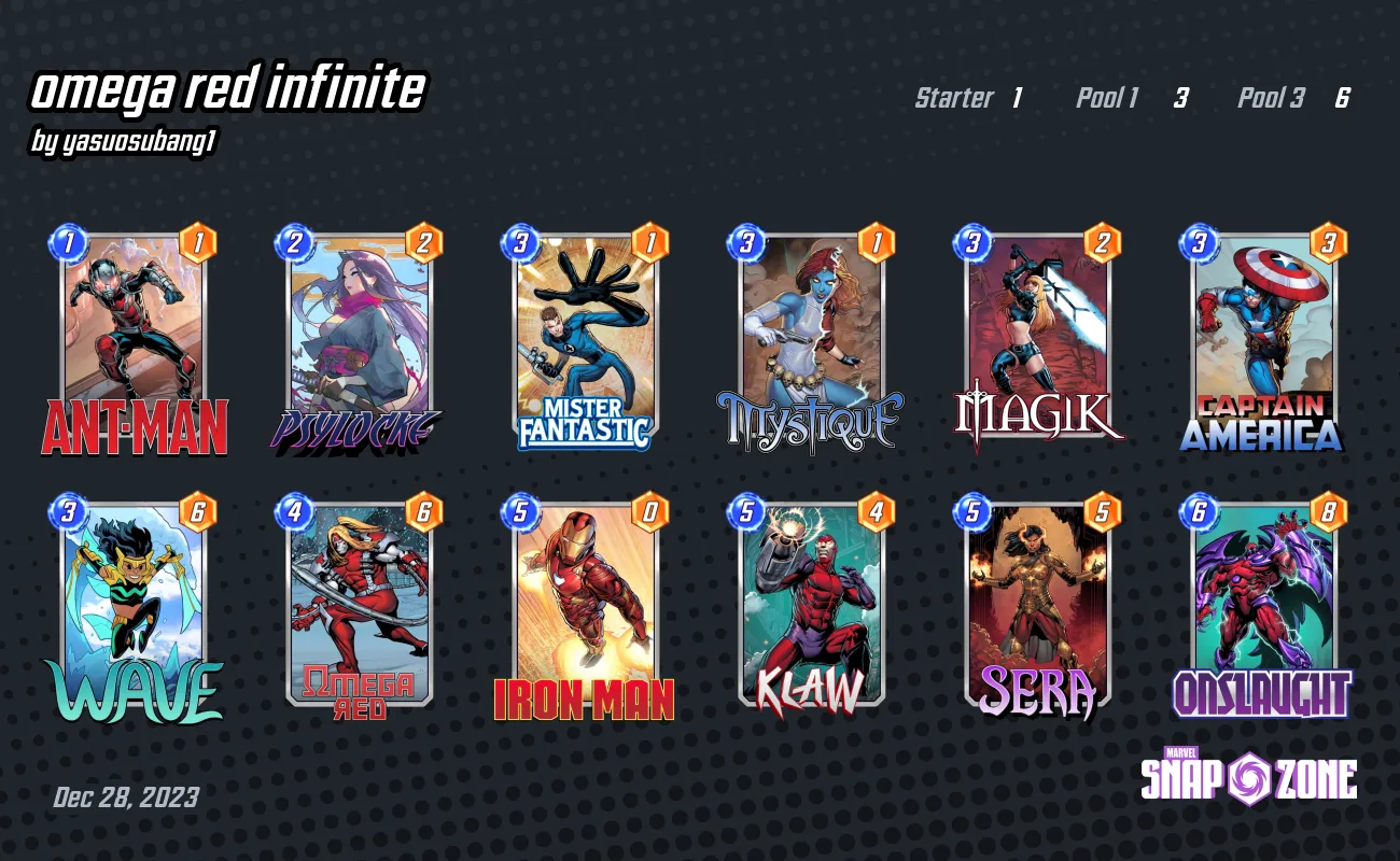 omega red infinite - Decks - Marvel Snap Zone
