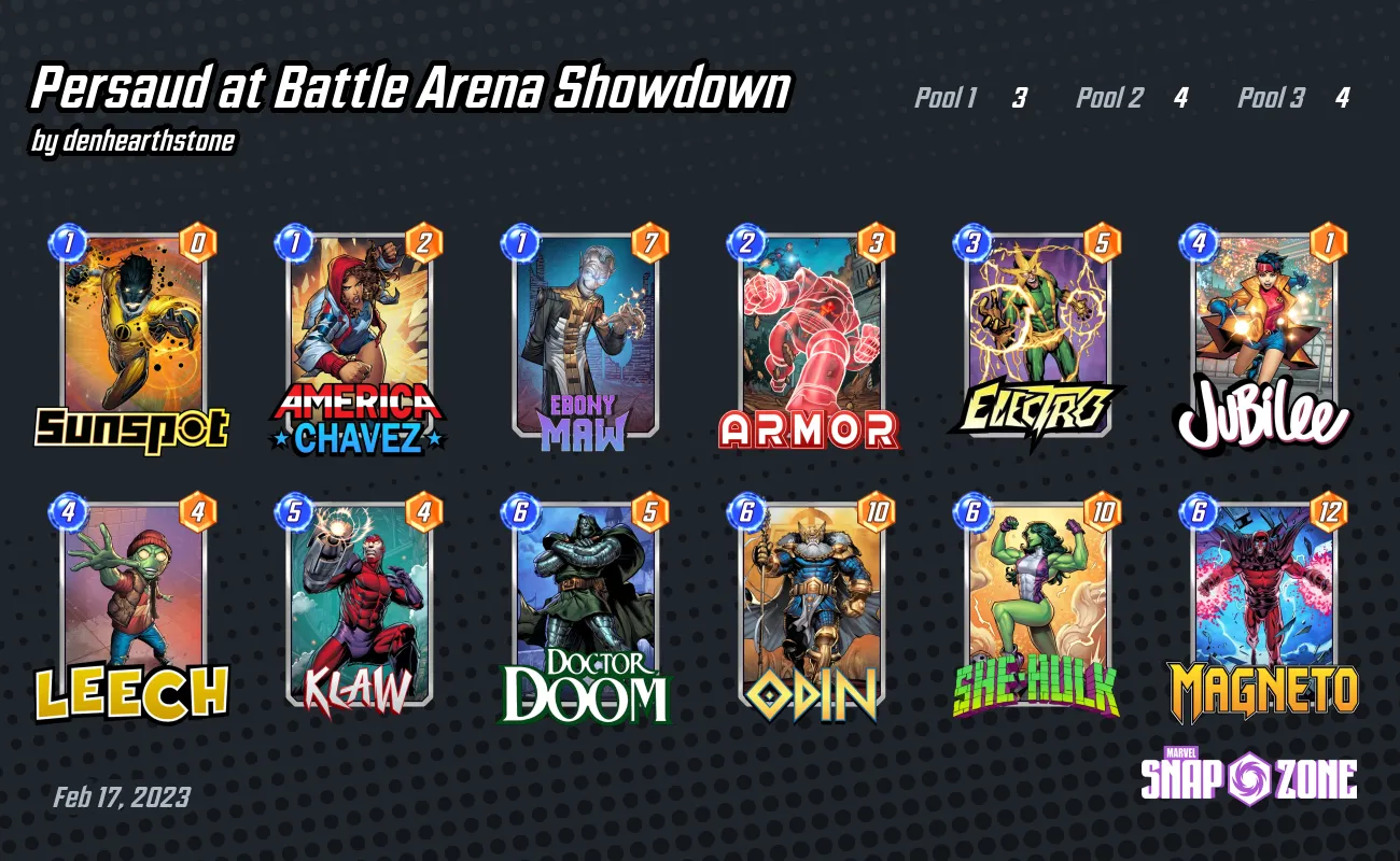 Persaud at Battle Arena Showdown - Decks - Marvel Snap Zone