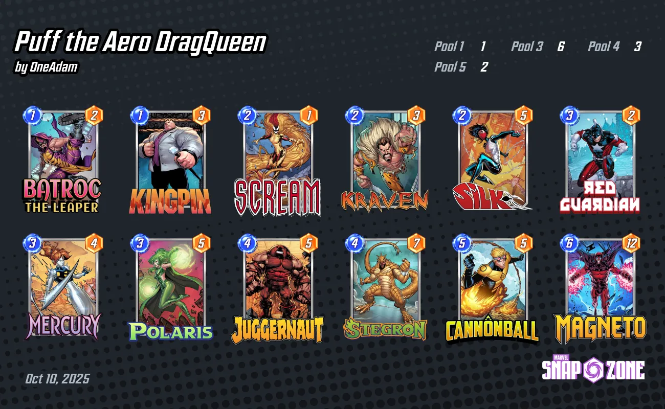 Puff the Aero DragQueen - Decks - Marvel Snap Zone