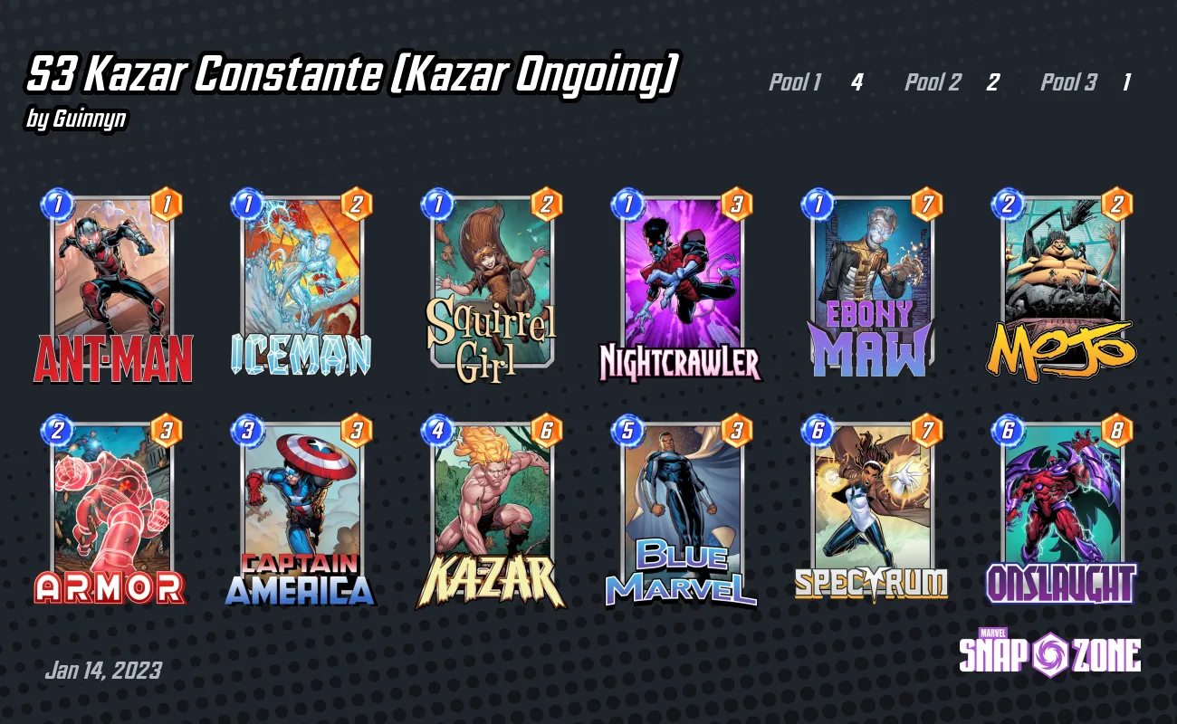 S3 Kazar Constante (Kazar Ongoing) - Decks - Marvel Snap Zone