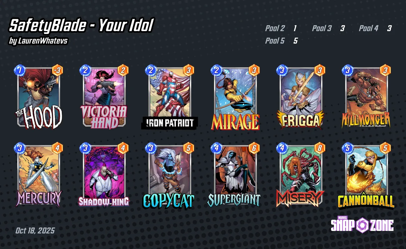 SafetyBlade - Your Idol - Decks - Marvel Snap Zone
