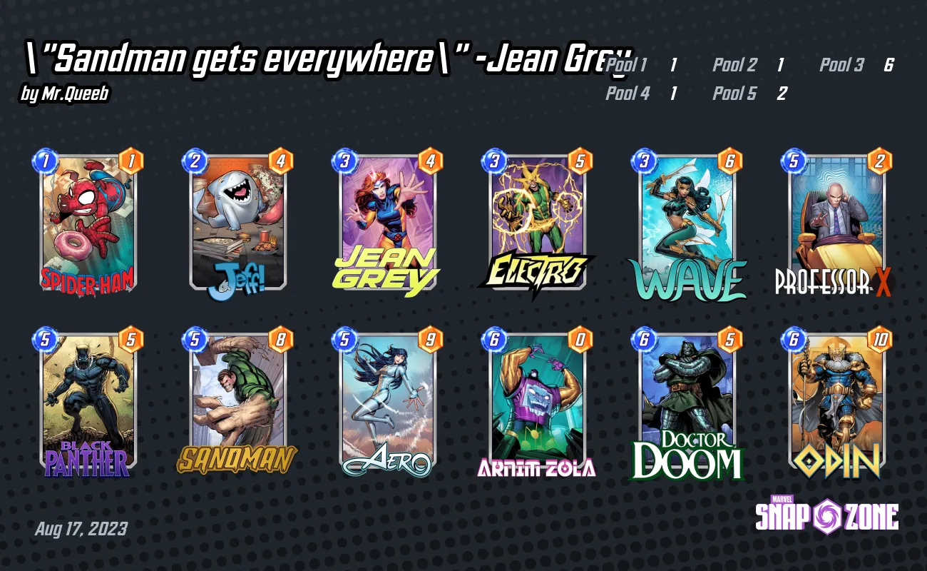 "Sandman gets everywhere" -Jean Grey - Decks - Marvel Snap Zone