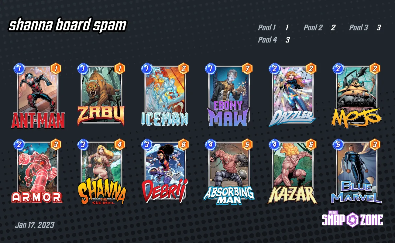 shanna board spam - Decks - Marvel Snap Zone