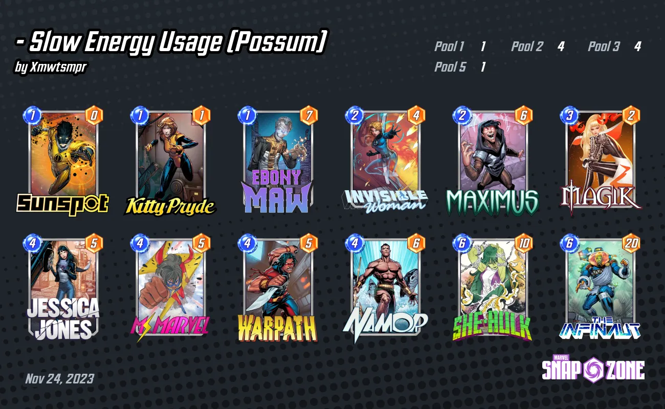 - Slow Energy Usage (Possum) - Decks - Marvel Snap Zone