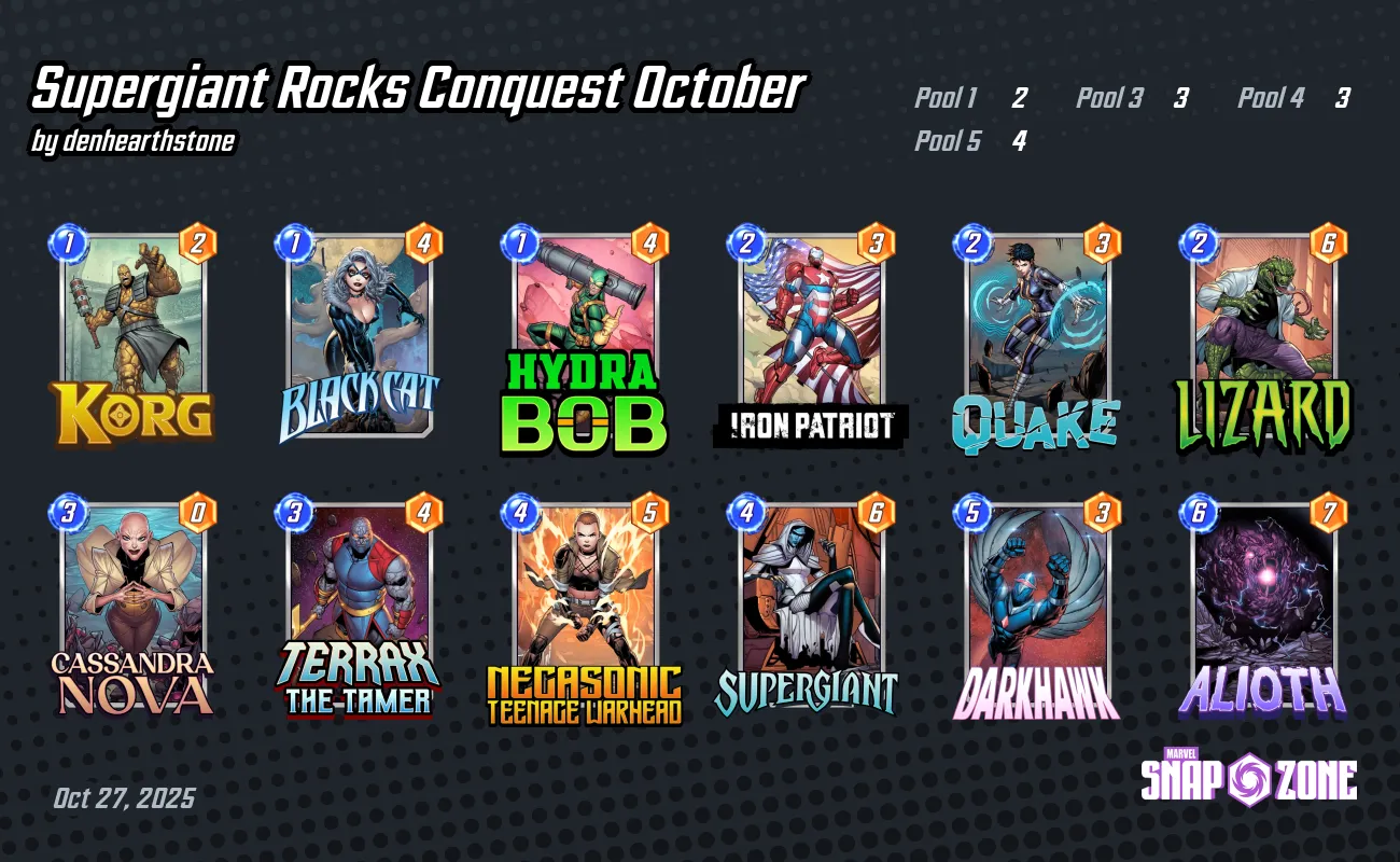 Supergiant Rocks Conquest October - Decks - Marvel Snap Zone
