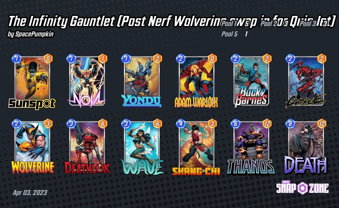 The Infinity Gauntlet (Post Nerf Wolverine swap in for QuinJet) - Decks ...