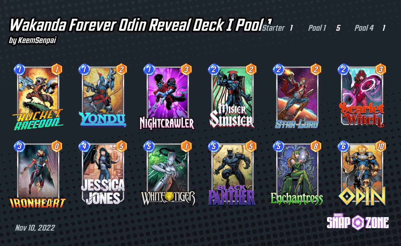 Wakanda Forever Odin Reveal Deck | Pool 1 - Decks - Marvel Snap Zone